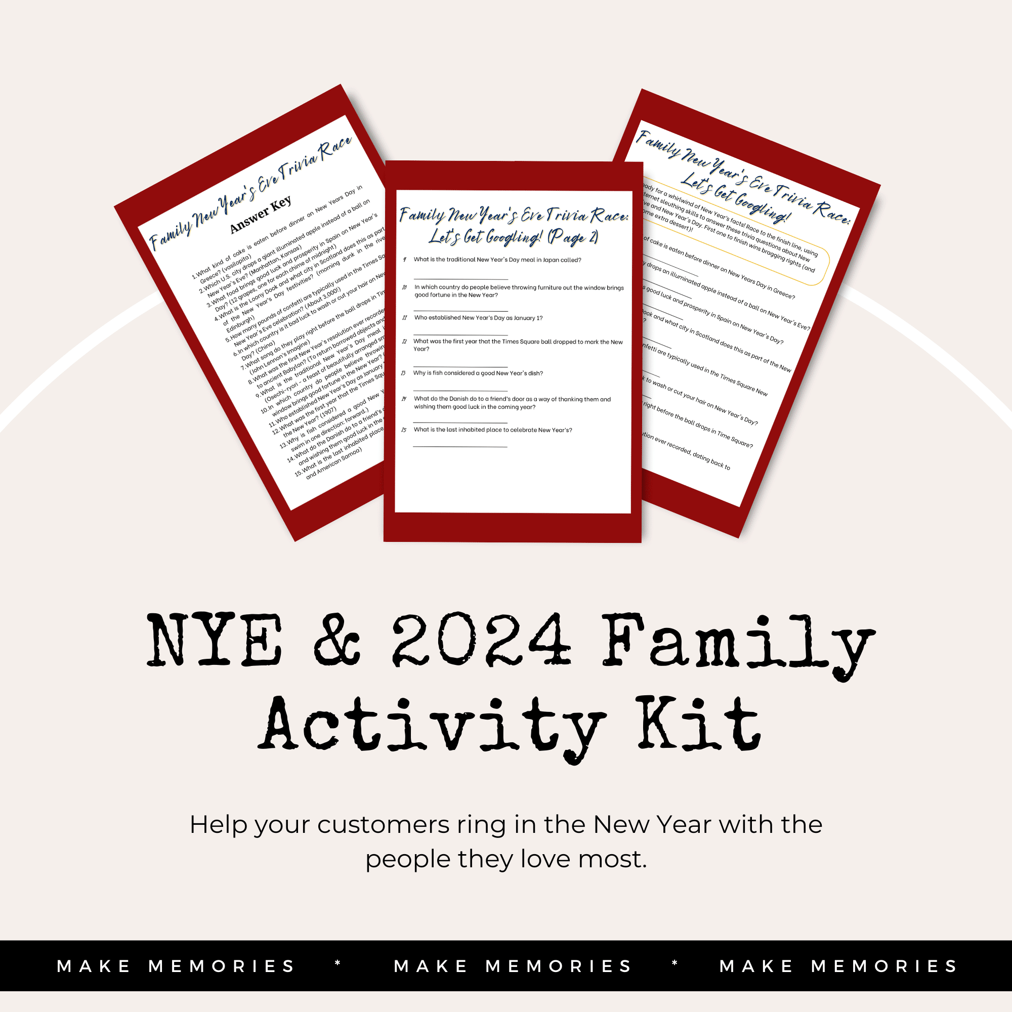 New Year's Eve and New Year's Family Activity Kit (Extended | That PLR Girl