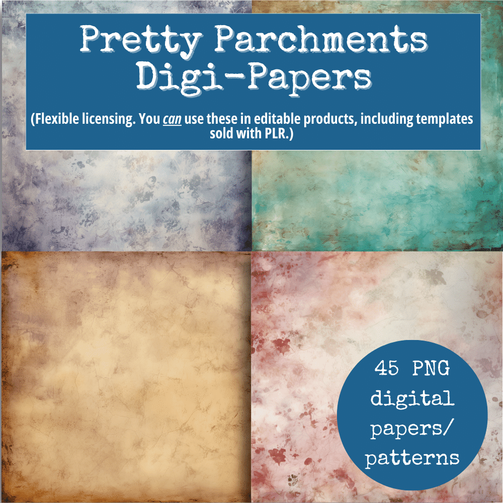 Pretty Parchment Digital Papers in PNG format with extended use